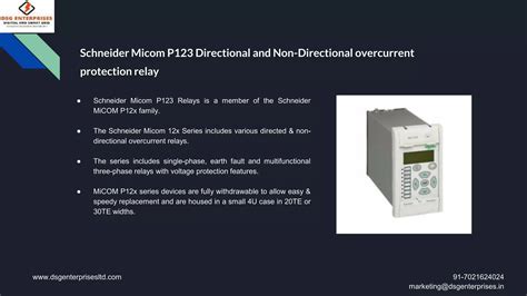 Schneider Micom P123 Directional And Non Directional Overcurrent Protection Relay Ppt