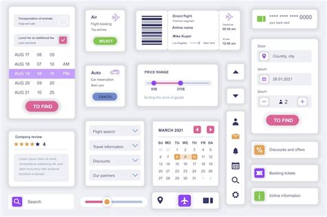 Elemente Der Benutzeroberfläche Für Die Buchung Einer Mobilen App Kit Vorlage Mit Hud