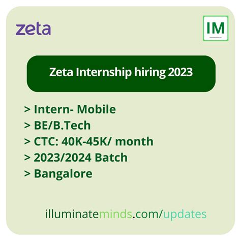 Zeta Internship Hiring 2023 Intern Mobile Bebtech Ctc 40k 45k Month 20232024 Batch