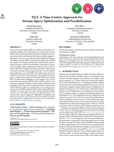 tilt a time centric approach for stream query optimization and parallelization pdf parallel