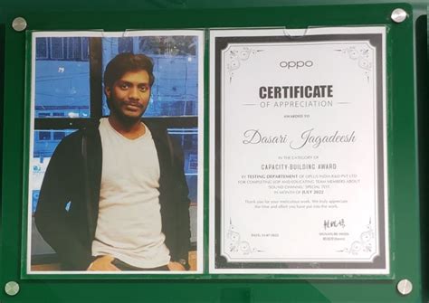 dasari jagadeesh on linkedin recognitionawards oppo