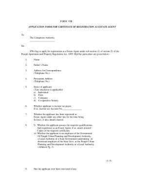 Fillable Online Jk Gov InjammukashmirsitesFORM VIII APPLICATION FORM FOR CERTIFIATE OF