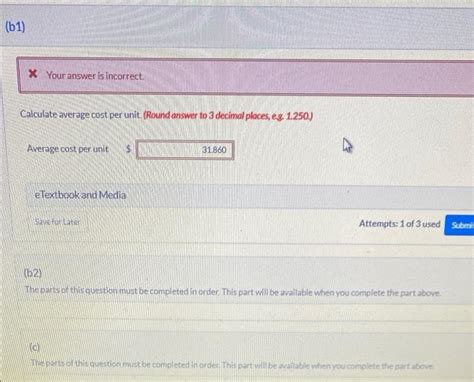 61 X Your Answer Is Incorrect Calculate Average