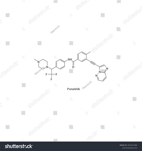 Ponatinib Flat Skeletal Molecular Structure Tyrosine Stock Vector