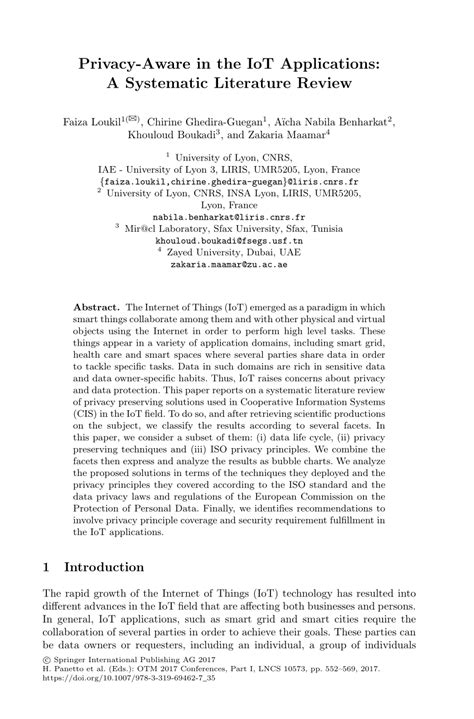 PDF Privacy Aware In The IoT Applications A Systematic Literature Review