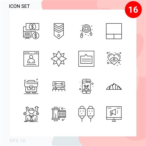 16 User Interface Outline Pack Of Modern Signs And Symbols Of Page Interface Hose Browser Grid