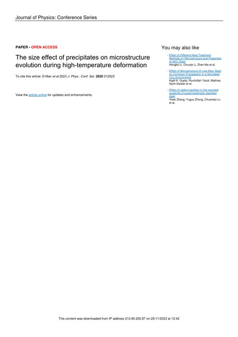 Pdf The Size Effect Of Precipitates On Microstructure Evolution During High Temperature