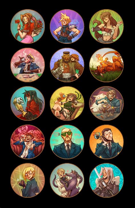 Ff7 Button Set Redesign By Neomonki On Deviantart Old Art Digital Artwork Redesign