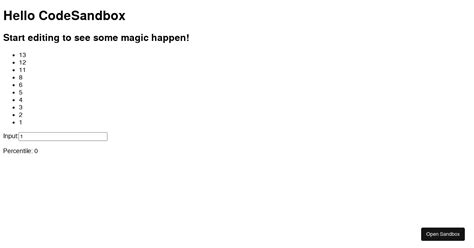 Percentile Rank Examples Codesandbox