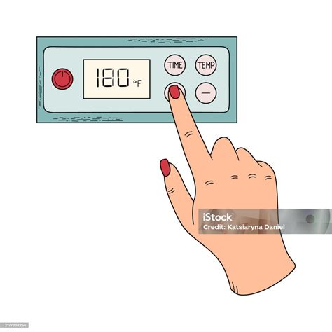 건조기의 현대 전자 제어 패널 온도와 시간을 설정합니다 가정용 통조림 공정 손으로 그린 낙서 스타일 벡터 그림 계기판 측정기에 대한 스톡 벡터 아트 및 기타 이미지 Istock