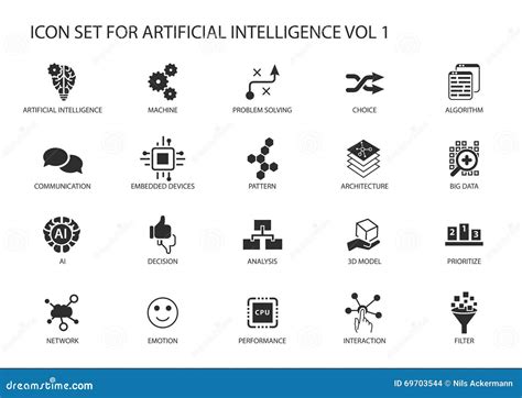 Vector Icon Set For Artificial Intelligence Ai Concept Various