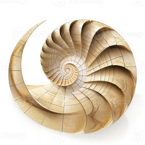 Nautilus Shell Showing Mathematical Fibonacci Sequence Spiral 52664298