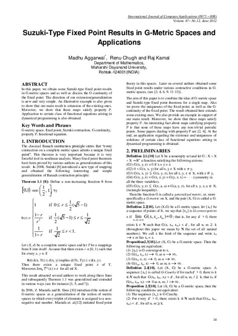 Pdf Suzuki Type Fixed Point Results In G Metric Spaces And Applications