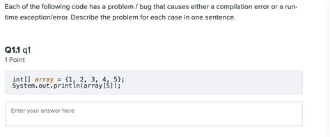 Solved Each Of The Following Code Has A Problem Bug That