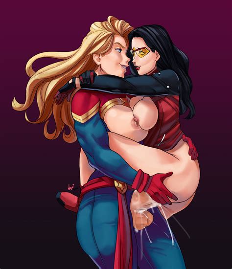 Rule 34 1futa 1girls Black Hair Blonde Hair Bodysuit Bottomless Breasts Breasts Against