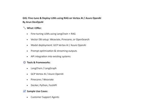 Fine Tune And Deploy Llms With Rag On Vertex Ai Azure Openai By Cloudmathi Fiverr