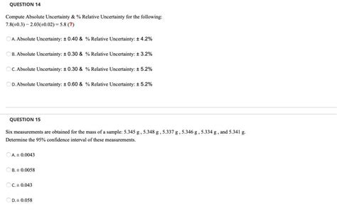 Solved Compute Absolute Uncertainty And Relative