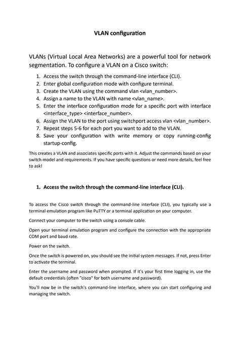 SOLUTION Vlan Configuration Studypool