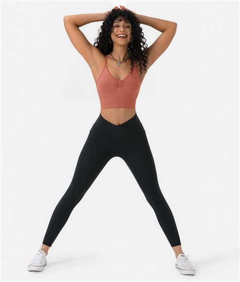 Womens Seamless Flow Low Support Ruched Double Straps Backless
