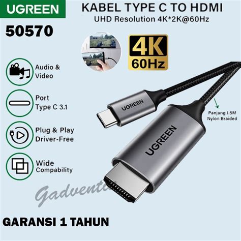 Jual Ugreen Usb C To Hdmi Adapter Konektor K Hz Full Hd Video S Note Dex Macbook Laptop