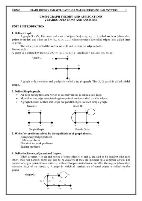 Cs6702 Graph Theory And Applications 2 Marks Questions And Answers