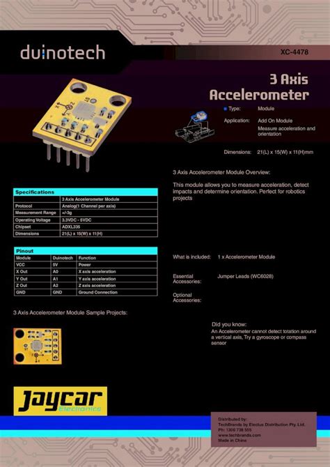 Pdf 3 Axis Accelerometer Jaycar Axis Accelerometer Type Module