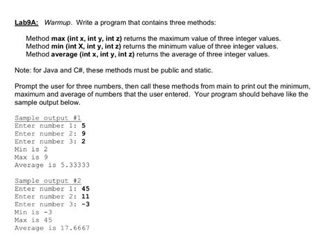 Solved Lab9a Warmup Write A Program That Contains Three