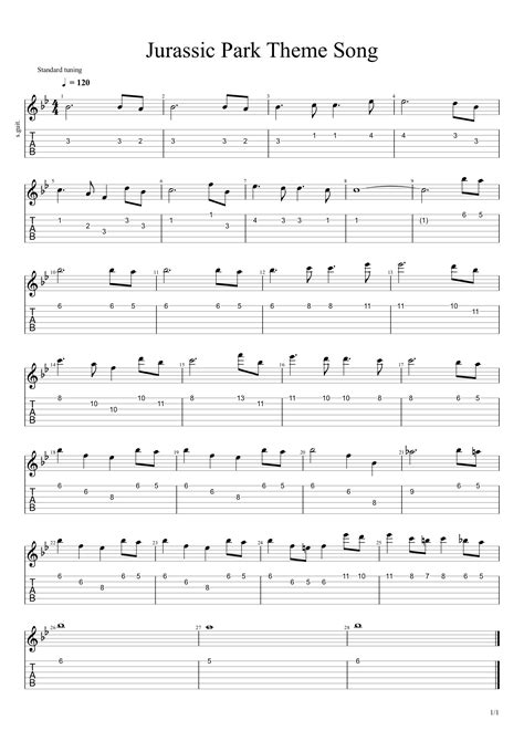 Jurassic Park Theme Guitar Tab 9to42
