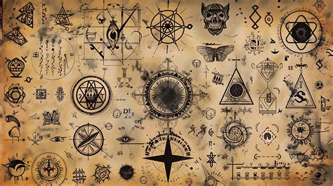 A Mysterious And Ancient Looking Parchment With Occult Symbols And