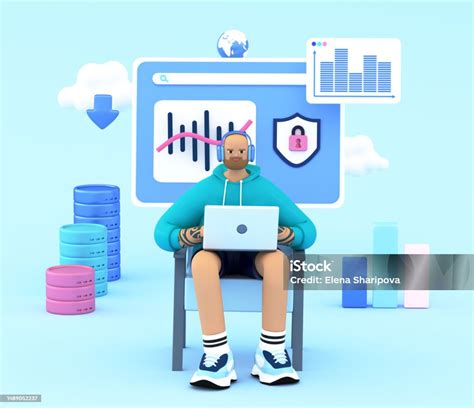 Programmer Or Developer Working With Big Data And Databases Analyzing Business Process 3d