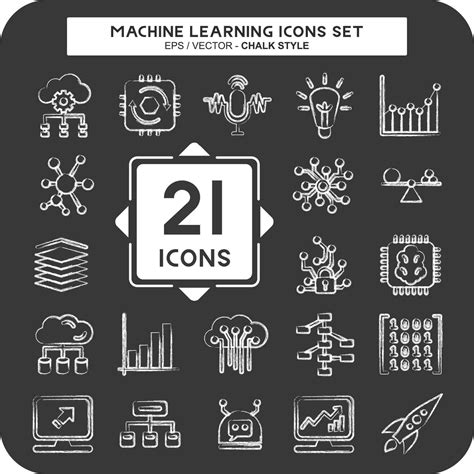 Icon Set Machine Learning Related To Machine Learning Symbol Chalk Style Simple Design