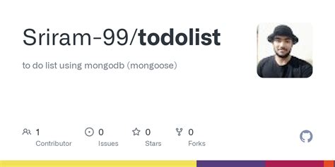 github sriram 99 todolist to do list using mongodb mongoose