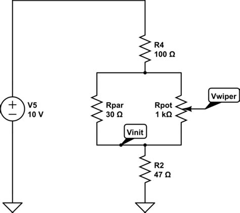 Circuit Analysis Determining Potentiometer Sensor Output Resistance