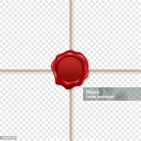 벡터 3d 현실적인 빈티지 편지 스탬프 왁스 씰 로프 크로스 스트링 왁스 왁스 우표 품질 인증서 라벨 봉투 문서 각인 휘장 태그 보증 비밀 서명 라벨 봉랍에 대한 스톡 벡터