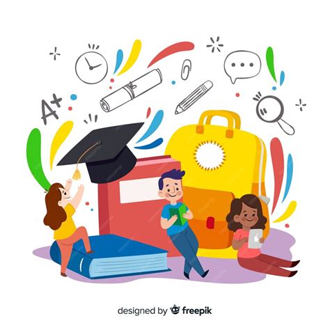 손으로 그린 대학 개념 배경 무료 벡터