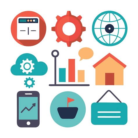 Colorful Flat Icons Of Web Business And Technology Elements Premium Ai Generated Vector