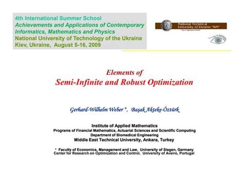 Semi Infinite And Robust Optimization Pdf Physics Science