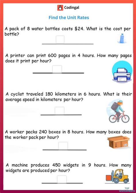 M G06m06l24 Wc01 Understanding Unit Rates Interactive Worksheet Topworksheets