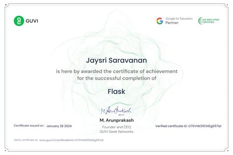 I Completed Flask Course From Guvi Learned A Lot Jaysri Saravanan