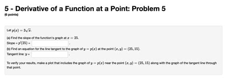 Solved 5 Derivative Of A Function At A Point Problem 5 Chegg Com