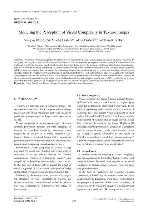 Pdf Modeling The Perception Of Visual Complexity In Texture Images