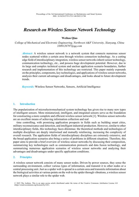 Pdf Research On Wireless Sensor Network Technology