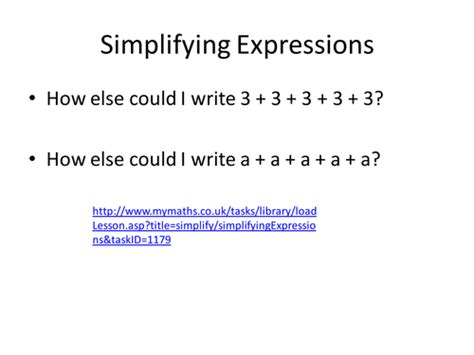 Simplifying Expressions Teaching Resources