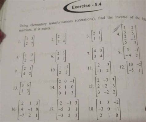Exercise 54using Elementary Transformations Operations Find The I