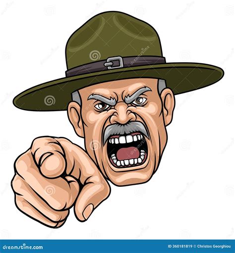 Drill Instructor Sergeant Bootcamp Army Soldier Cartoon Vector 359750077