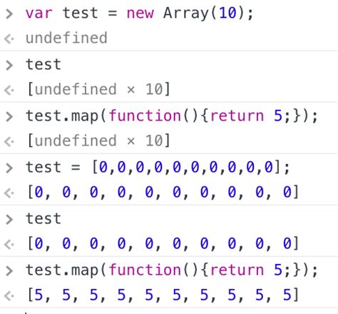 Javascript Map Not Working As Expected On Uninitiated Array Stack Hot