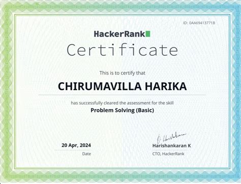 harika chirumavilla on linkedin hackerrank
