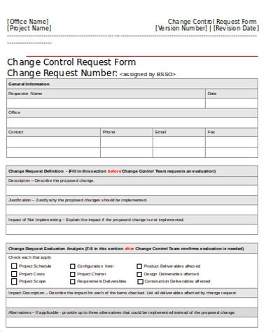 Change Control Form Template Free PRINTABLE TEMPLATES
