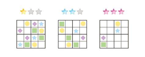벡터 일러스트 레이 션 복잡성의 서로 다른 수준에서 사진과 함께 아이 들을 위한 스도쿠 논리 게임 취학 전 아동에 대 한입니다 교육 게임입니다 수수께끼입니다 마름모 스타