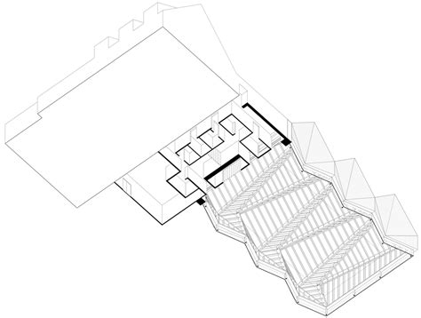 duggan morris design swimming pool with angular wooden roof